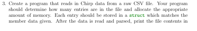 Solved 3. Create a program that reads in Chirp data from a | Chegg.com