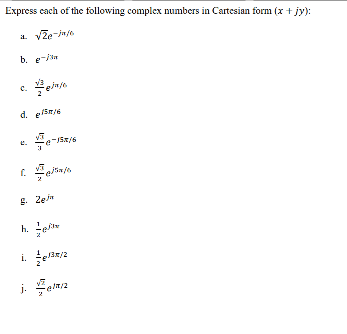 Solved Express each of the following complex numbers in | Chegg.com