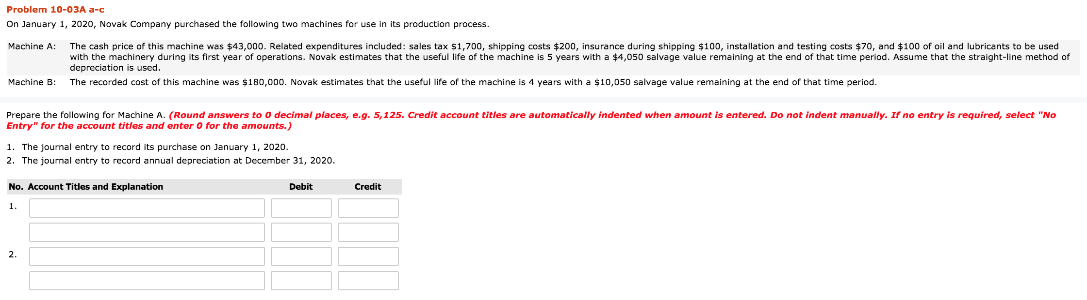 Solved Problem 10-03A a-c On January 1, 2020, Novak Company | Chegg.com