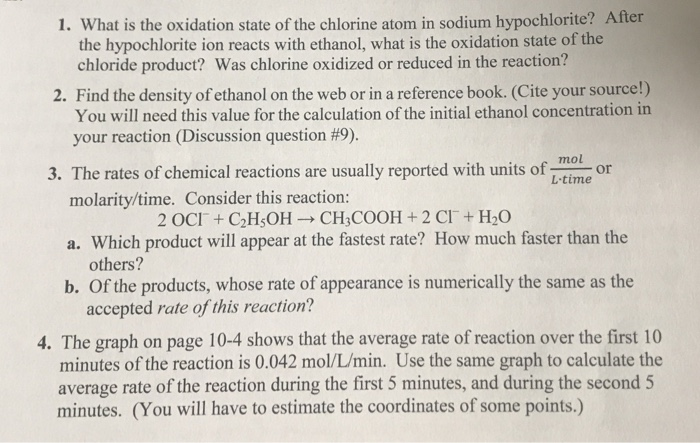 Solved 1. What is the oxidation state of the chlorine atom | Chegg.com