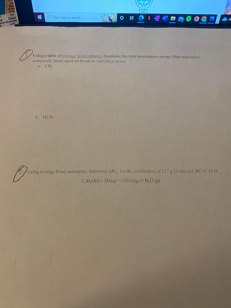 Solved Using a table of averagc bond enthalpy determine the | Chegg.com