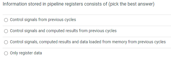 Solved Information stored in pipeline registers consists of | Chegg.com