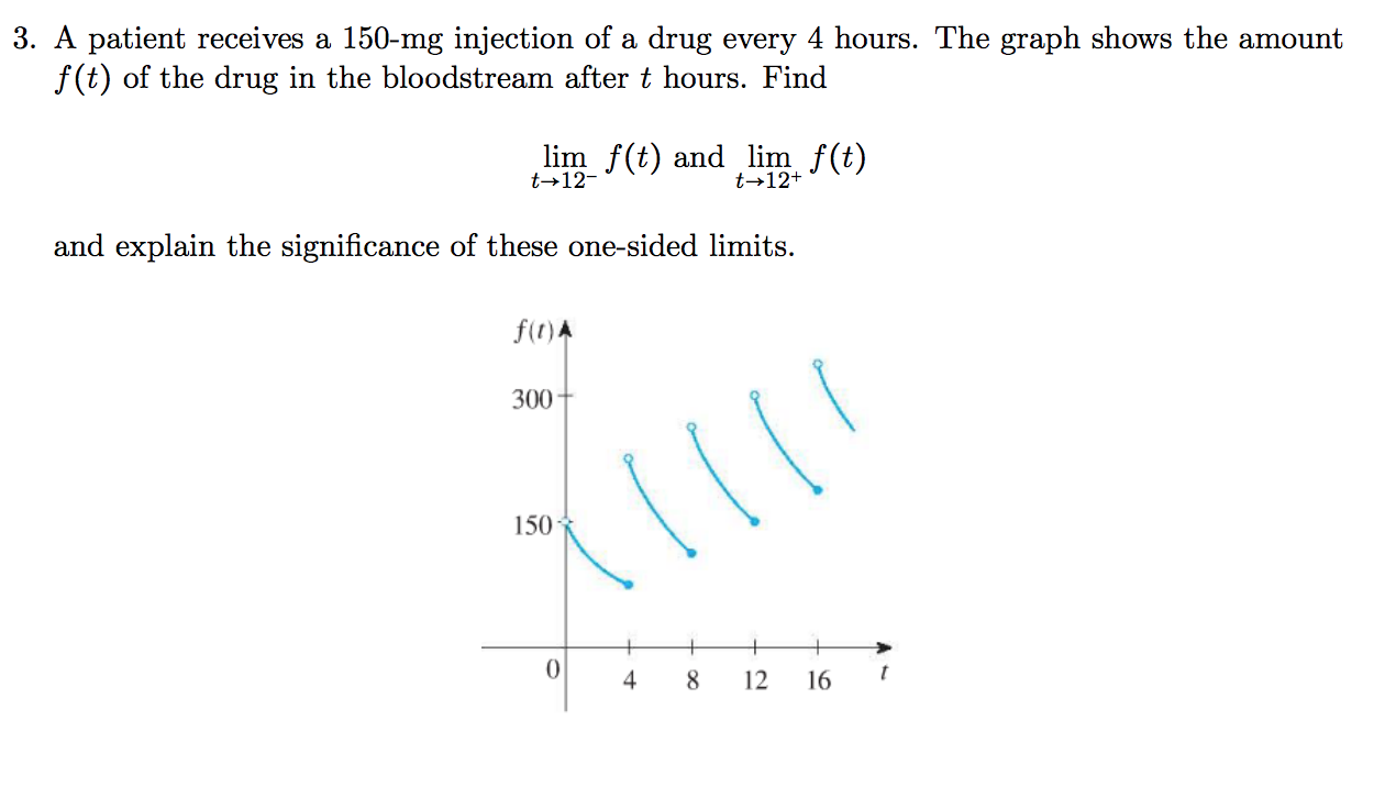 Solved 3. A patient receives a 150-mg injection of a drug | Chegg.com