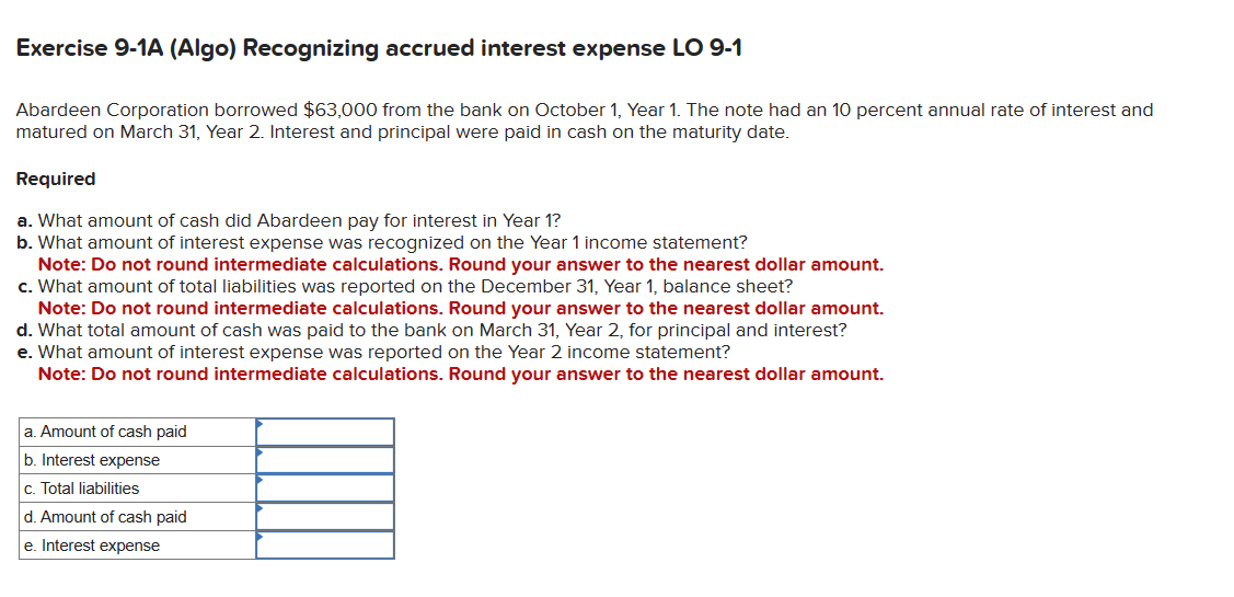 Solved Exercise 9-1A (Algo) Recognizing accrued interest | Chegg.com