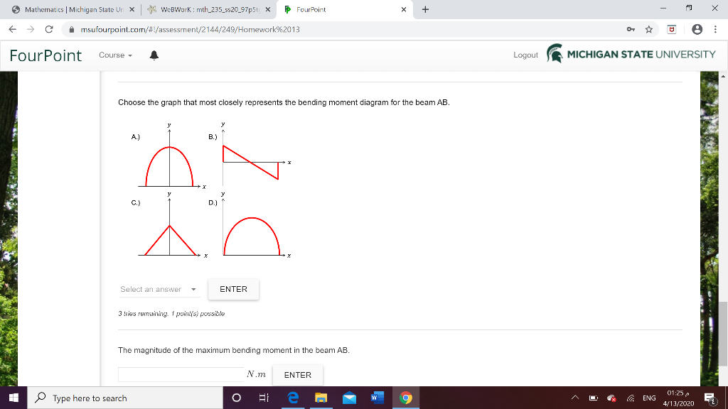 Solved Mathematics Michigan State Un x WebWork: | Chegg.com