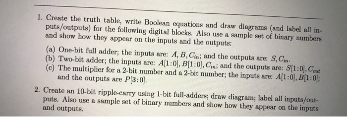Solved 1. Create the truth table, write Boolean equations | Chegg.com