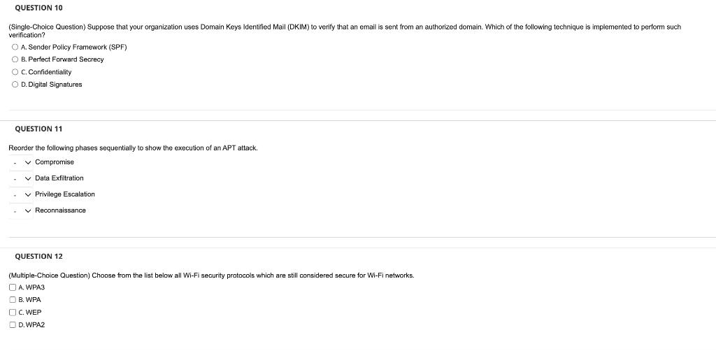 Solved verification? A. Sender Policy Framework (SPF) B. | Chegg.com