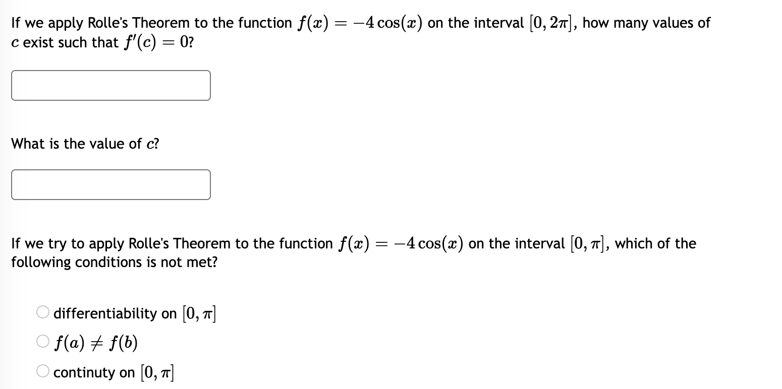 Solved If we apply Rolle's Theorem to the function | Chegg.com