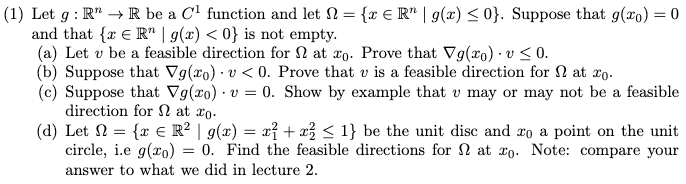Solved . (1) Let g:R” + R be a Cl function and let N = {r | Chegg.com Solved . (1) Let g:R” + R be a Cl function and let N = {r | Chegg.com