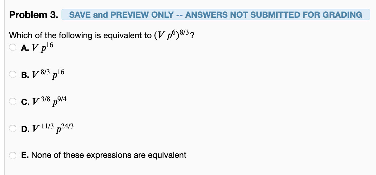 Solved Problem 3. SAVE and PREVIEW ONLY -- ANSWERS NOT | Chegg.com