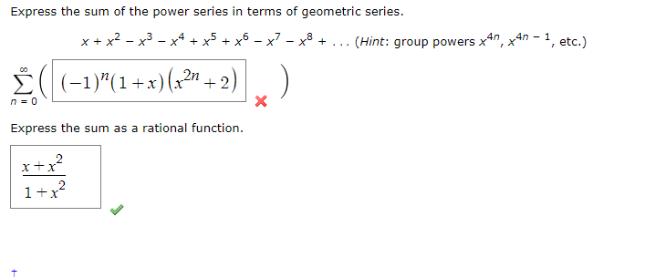 Solved Express the sum of the power series in terms of | Chegg.com