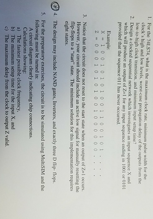 Solved 1. For the 74LS74, what is the maximum clock rate, | Chegg.com