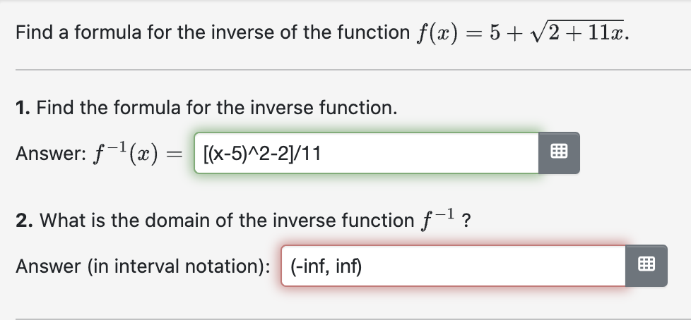 Solved Find a formula for the inverse of the function | Chegg.com