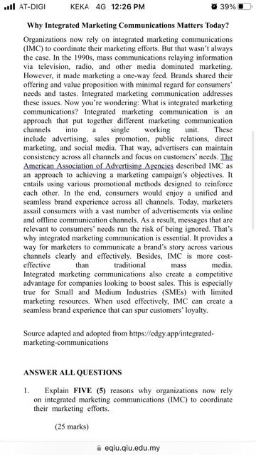 Solved Why Integrated Marketing Communications Matters | Chegg.com