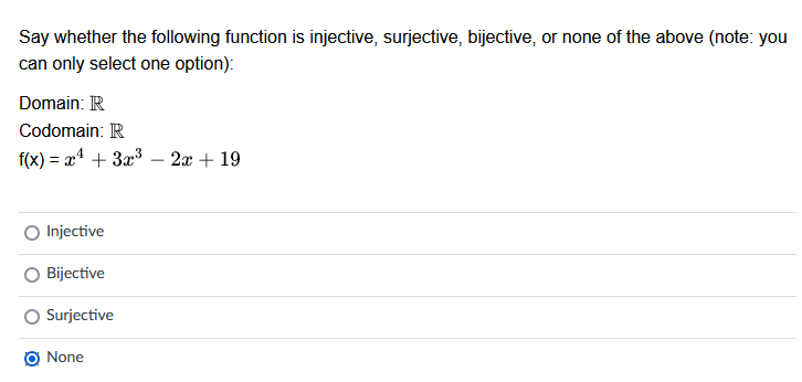 Solved Say whether the following function is injective, | Chegg.com