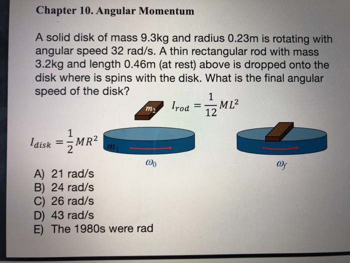 Solved Chapter 10. Angular Momentum A solid disk of mass | Chegg.com
