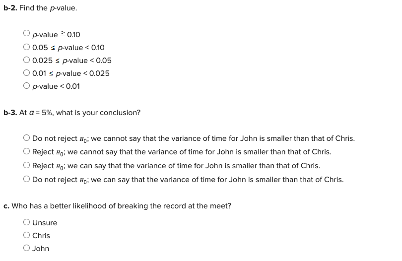 Solved John Daum and Chris Yin are star swimmers at a local | Chegg.com