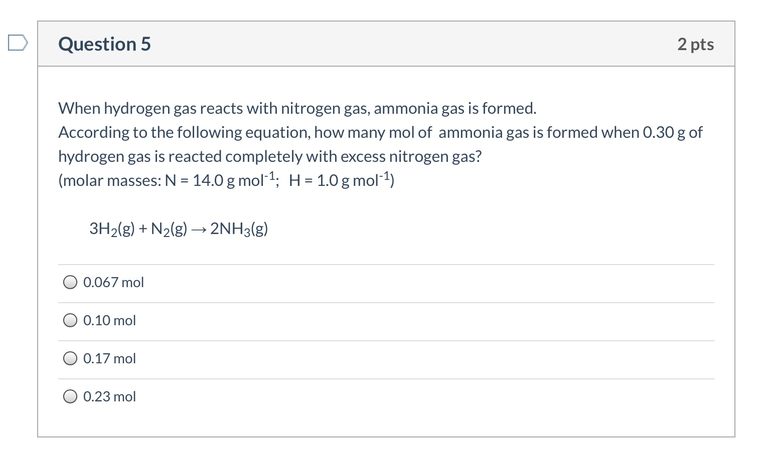 Solved Question 5 2 pts When hydrogen gas reacts with | Chegg.com