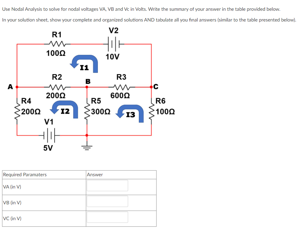 Solved Use Nodal Analysis to solve for nodal voltages VA, VB | Chegg.com