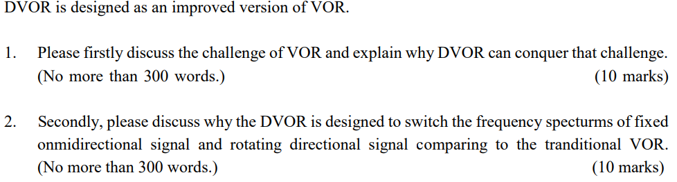 Solved DVOR is designed as an improved version of VOR. 1. | Chegg.com