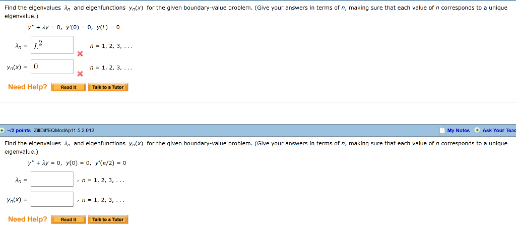Solved Find The Eigenvalues λη And Eigenfunctions Ynx For