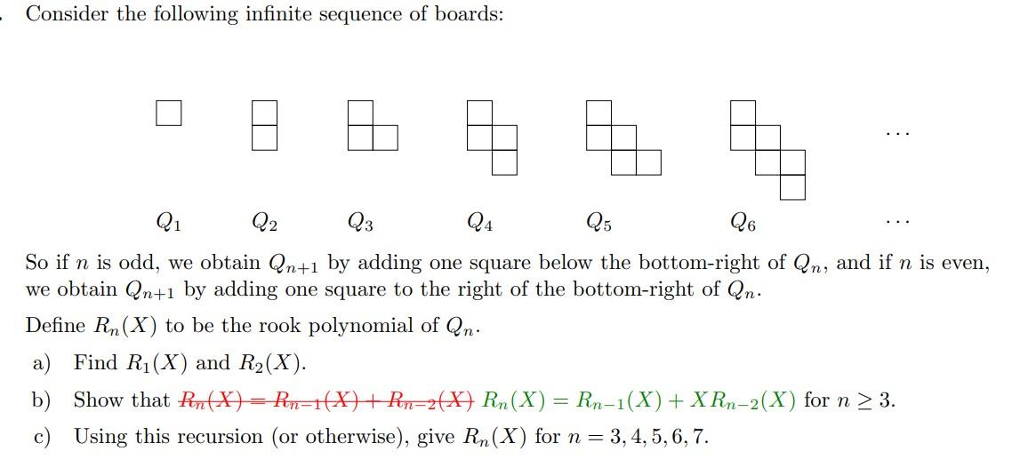 Consider the following infinite sequence of boards: | Chegg.com