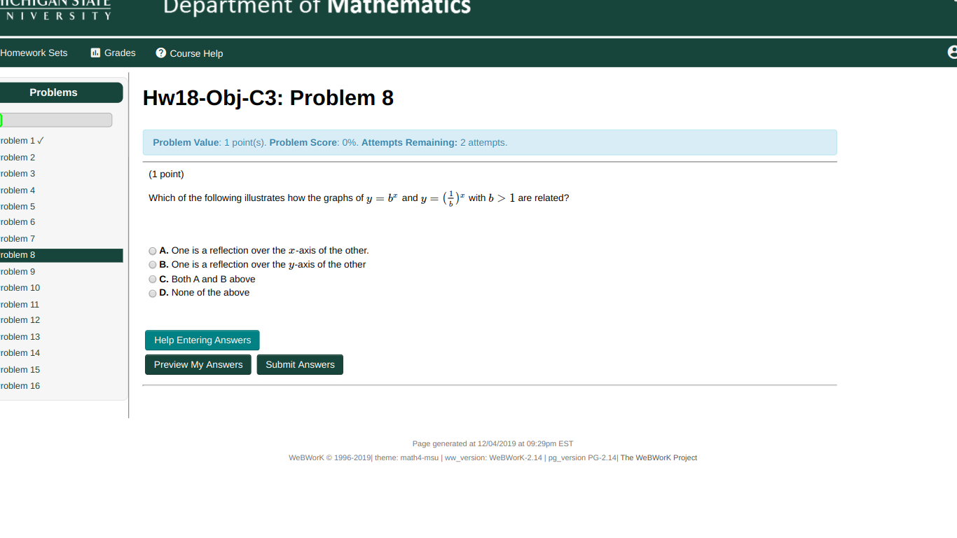 Solved Hw18-Obj-C3: Problem 4 Problem Value: 1 point(s). | Chegg.com