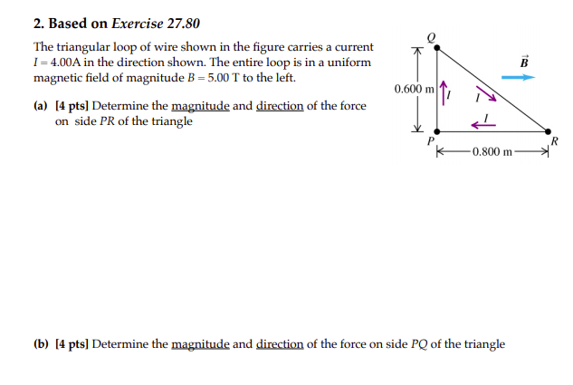Solved B 2. Based on Exercise 27.80 The triangular loop of | Chegg.com