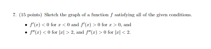 Solved 7. (15 points) Sketch the graph of a function f | Chegg.com