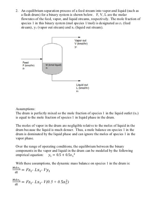 a 2. An equilibrium separation process of a feed | Chegg.com