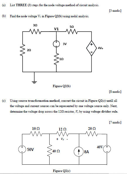 Solved List THREE (3) steps for the node voltage method of | Chegg.com