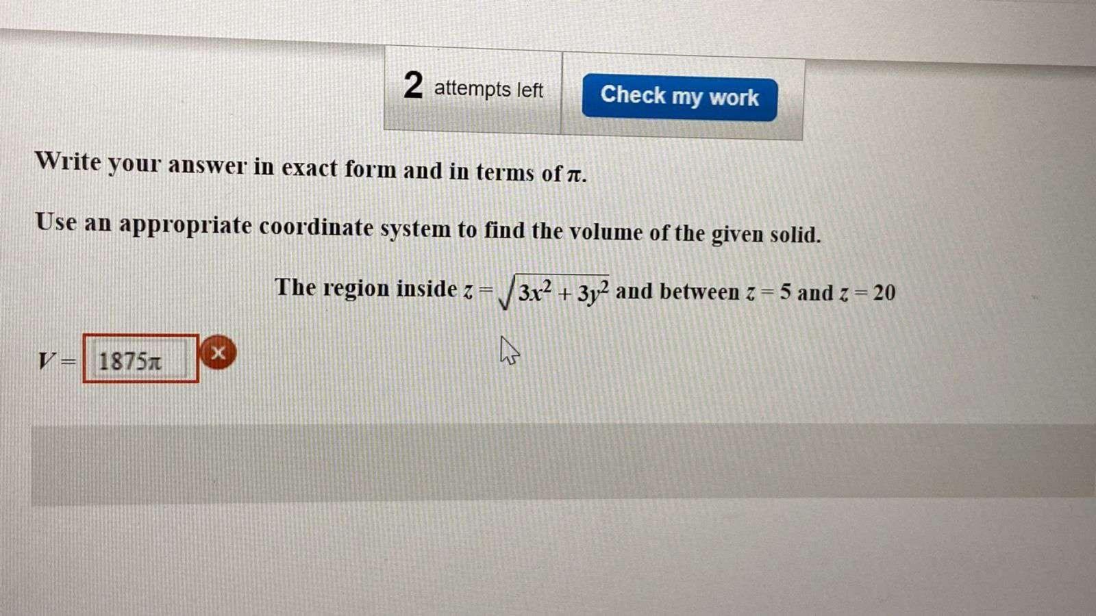 Solved Write your answer in exact form and in terms of π. | Chegg.com