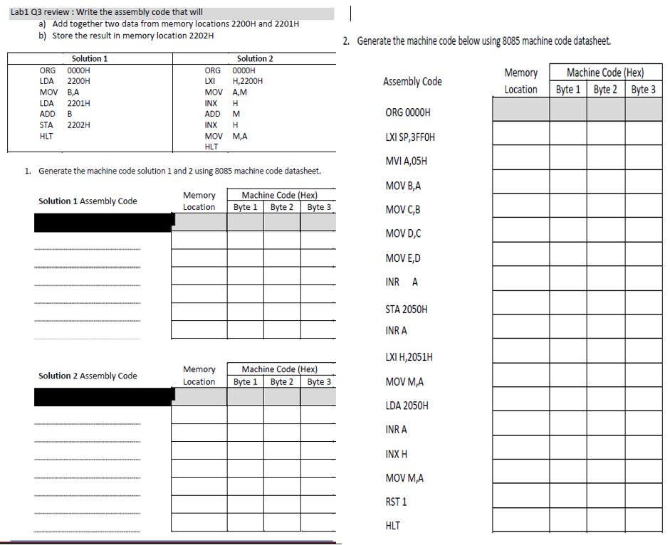 Solved Lab1 Q3 review : Write the assembly code that will a) | Chegg.com