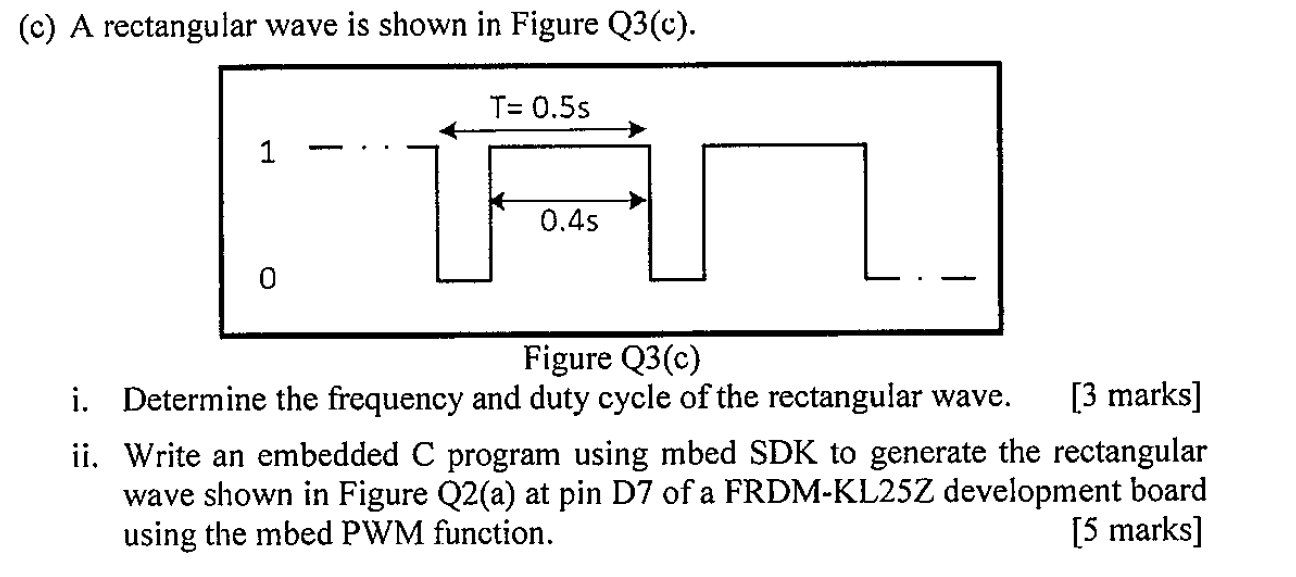 Solved (C) A rectangular wave is shown in Figure Q3(c). T= | Chegg.com