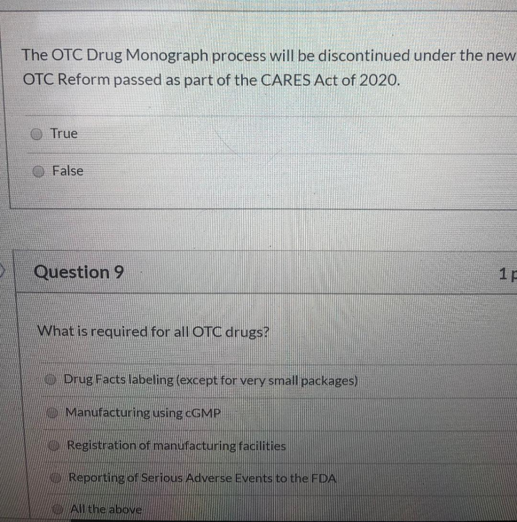 Solved The OTC Drug Monograph process will be discontinued | Chegg.com