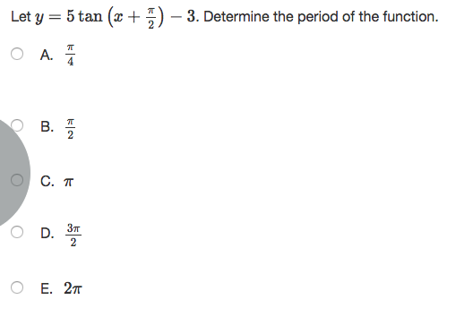 Solved Let y 5tan (x)-3. Determine the period of the | Chegg.com Solved Let y 5tan (x)-3. Determine the period of the | Chegg.com
