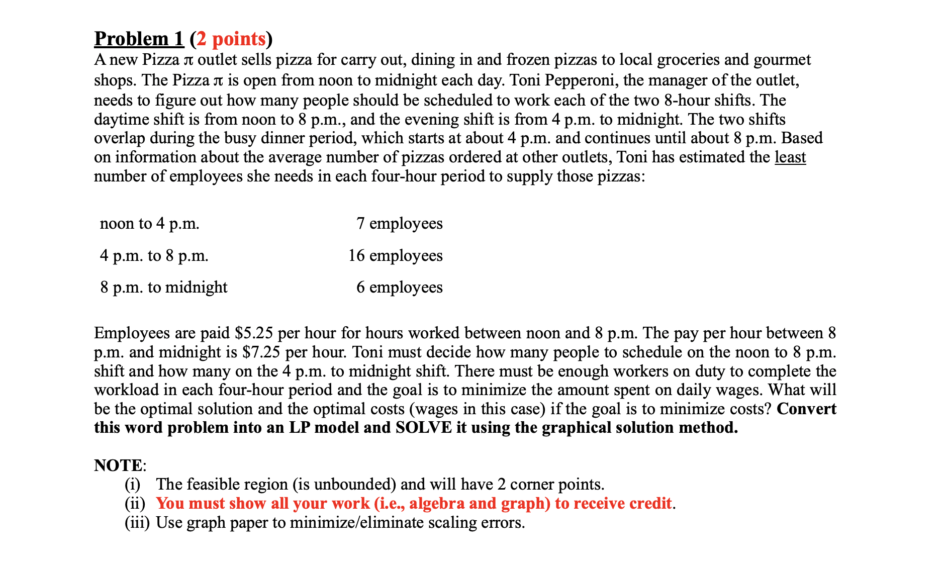 Solved Problem 1 ( 2 points) A new Pizza π outlet sells | Chegg.com
