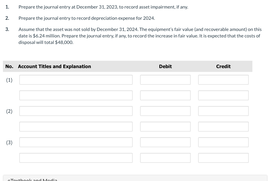 Solved 1. Prepare the journal entry at December 31,2023 , to | Chegg.com