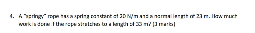 Solved 4. A "springy" rope has a spring constant of 20 N/m | Chegg.com