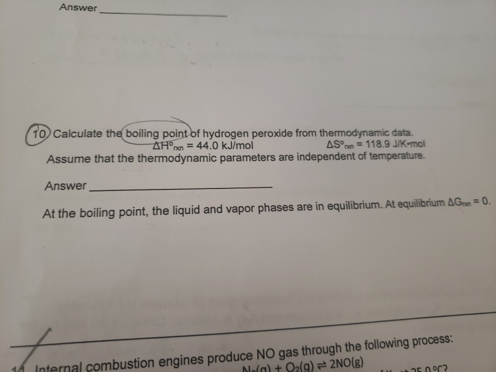 Solved Answer 10 Calculate the boiling point of hydrogen | Chegg.com