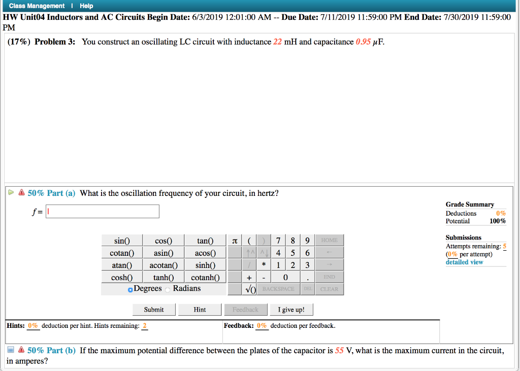 Solved Class Management Help HW Unit04 Inductors and AC | Chegg.com