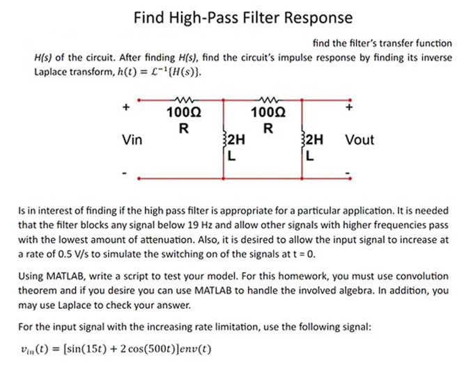 Find High-Pass Filter Response find the filter's | Chegg.com