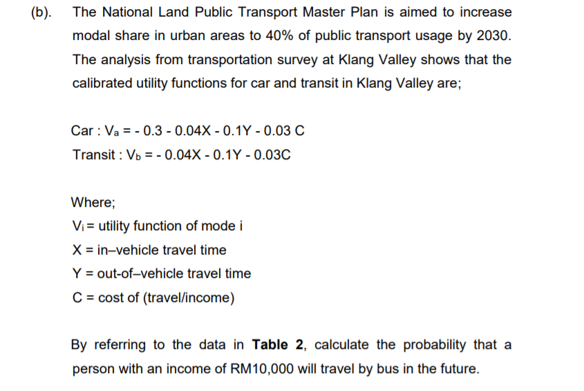 Solved (b). The National Land Public Transport Master Plan | Chegg.com