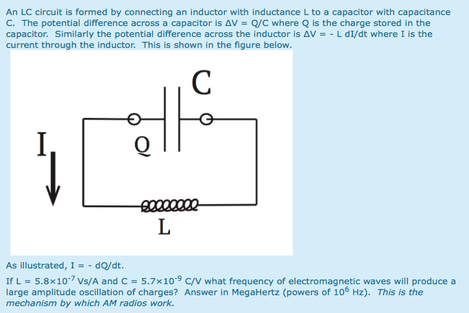 Solved An LC circuit is formed by connecting an inductor | Chegg.com