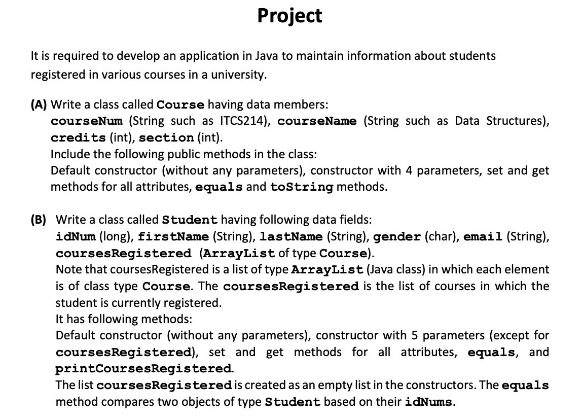 Solved Project It is required to develop an application in | Chegg.com