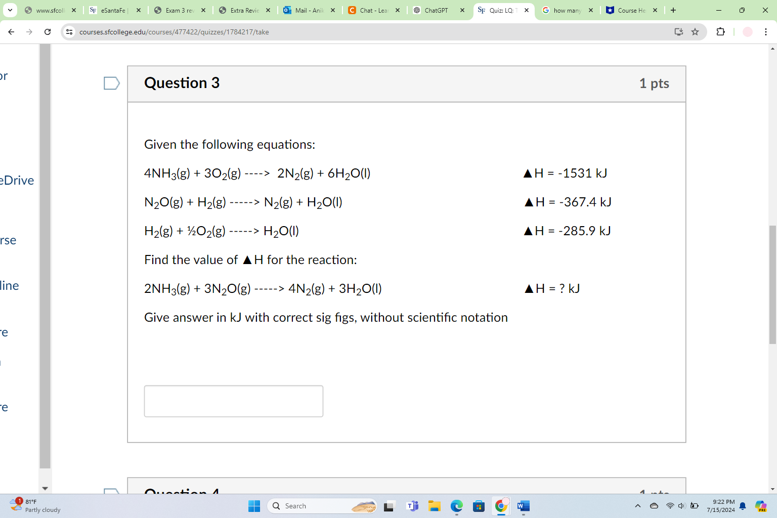 Solved Question 3Given the following | Chegg.com