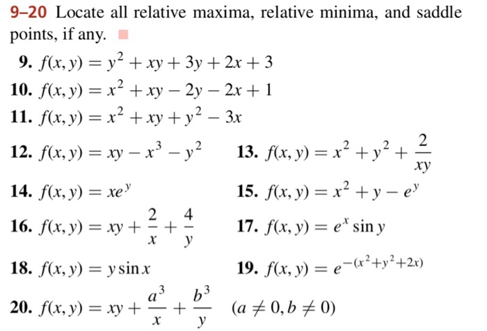 Solved 9-20 Locate all relative maxima, relative minima, and | Chegg.com