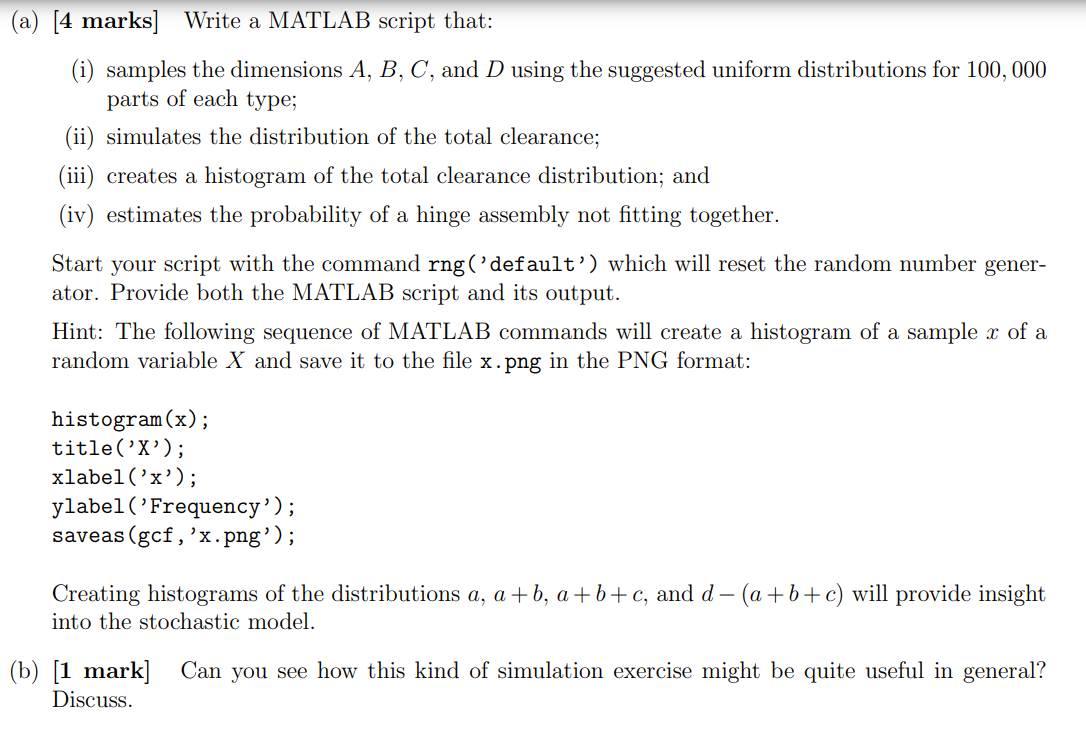 Solved (a) [4 marks] Write a MATLAB script that: (i) samples | Chegg.com