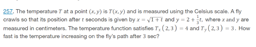 Solved 257. The temperature T at a point (x,y) is T(x,y) and | Chegg.com