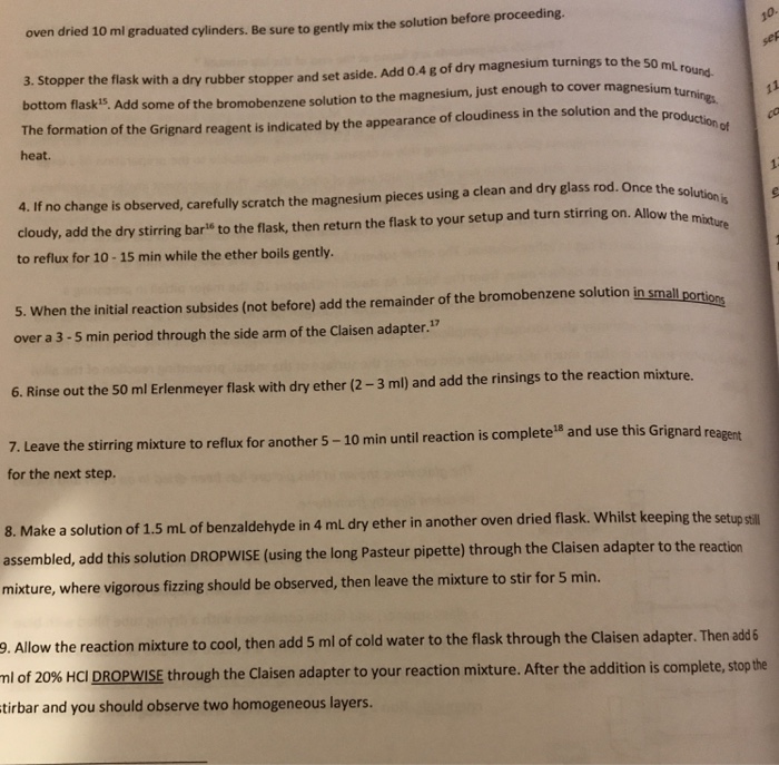 Solved EXPERIMENT S: THE GRIGNARD REACTION Pre-lab | Chegg.com